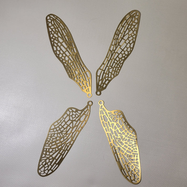 Dragonfly Wing Brass Filigree | 1 Set (4 wings) or 6 Sets (24 wings ...